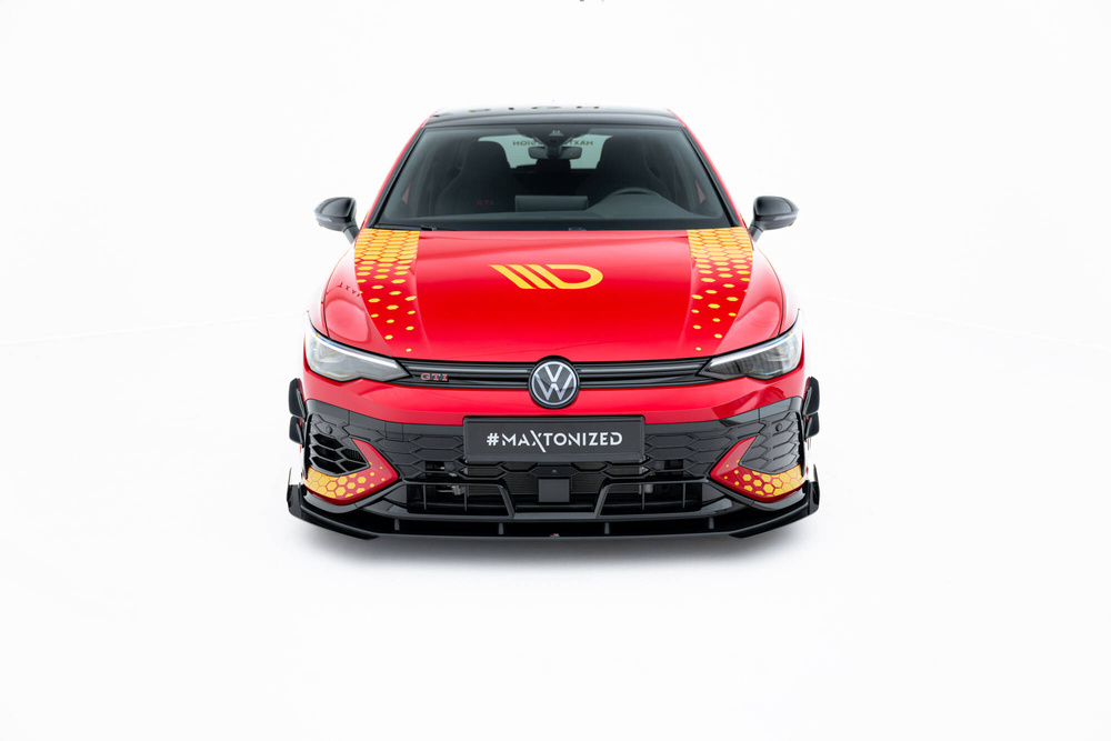 Street Pro Lame Du Pare-Chocs Avant + Flaps Volkswagen Golf GTI Clubsport Mk8 Facelift Black-Red ...